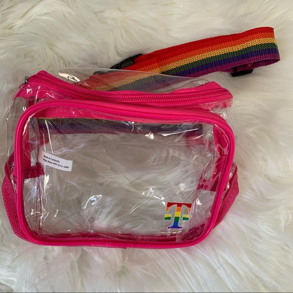 Bags | Tmobile Fanny Pack Clear Pride Rainbow Zippered | Poshmark